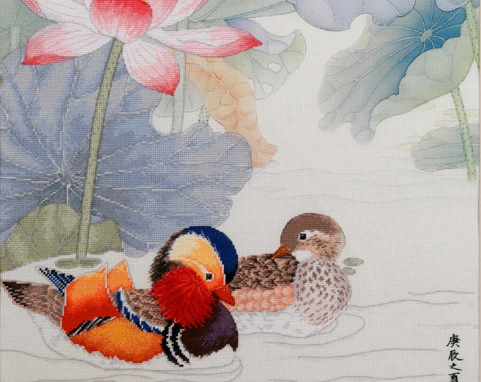 Counted Cross Stitch Kit, "love Forever", Xiu Crafts, Mandarin Ducks and Lotus, Original ...