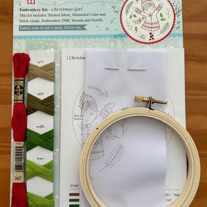 Embroidery Kit "christmas Girl", 4", Holiday Craft Teen Tween Fun ...
