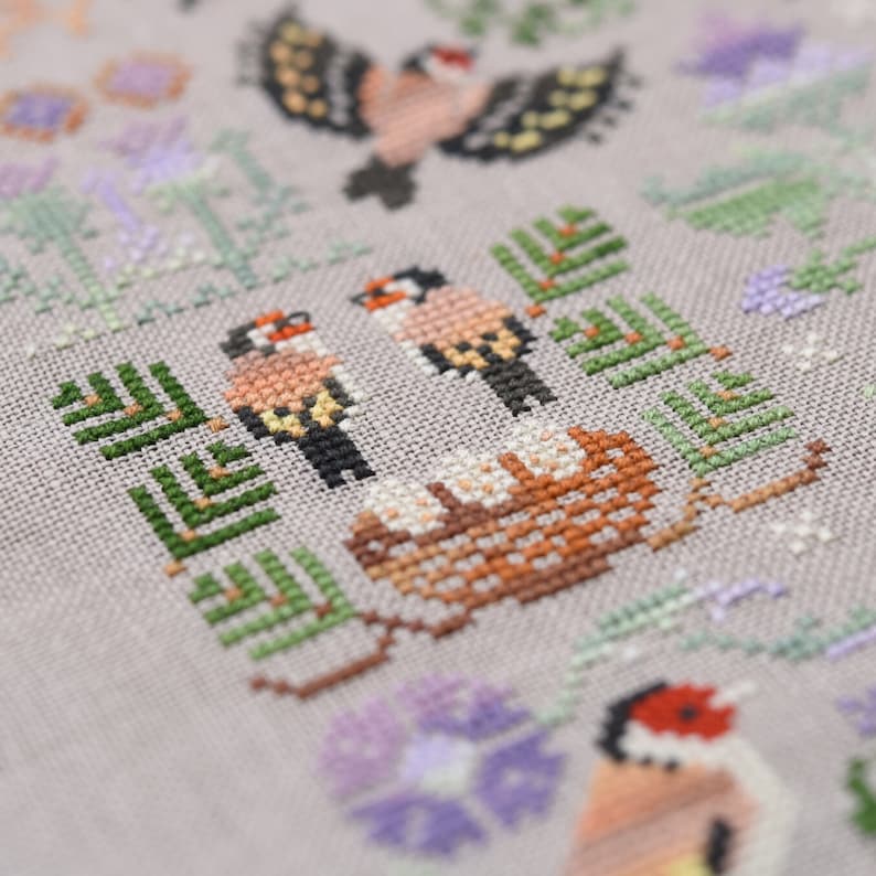 Cross Stitch Pattern, Floss Set, "goldfinches", Owlforest Embroidery ...