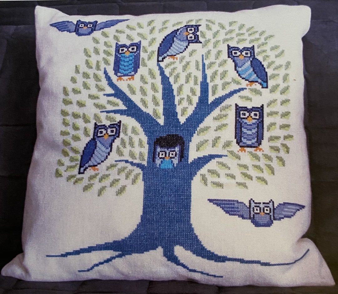 Cross Stitch Kit, "owls in Woods", Cute Fun Owl Theme, " Ugler I Træ", Danish Handcraft Guild ...