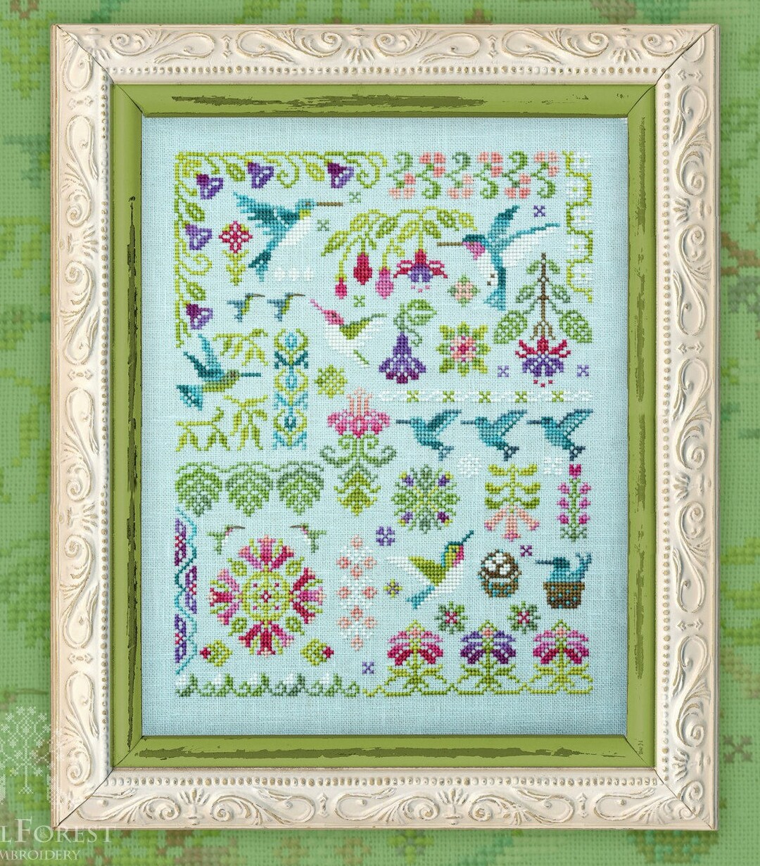 Cross Stitch, "hummingbirds", Owlforest Embroidery, Printed Colored ...