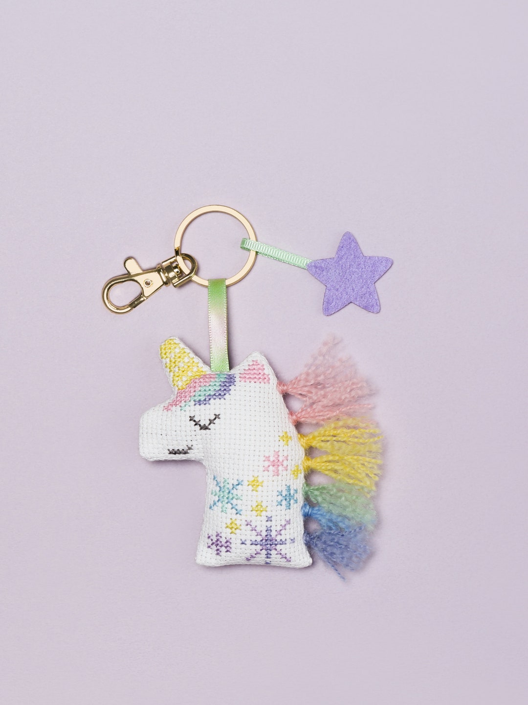 DIY Backpack Charm Craft Kit "unicorn" Learn Cross Stitch Embroidery ...