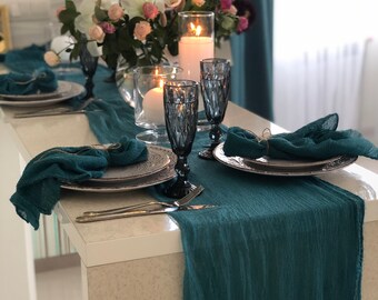 Teal Table Runner | Etsy