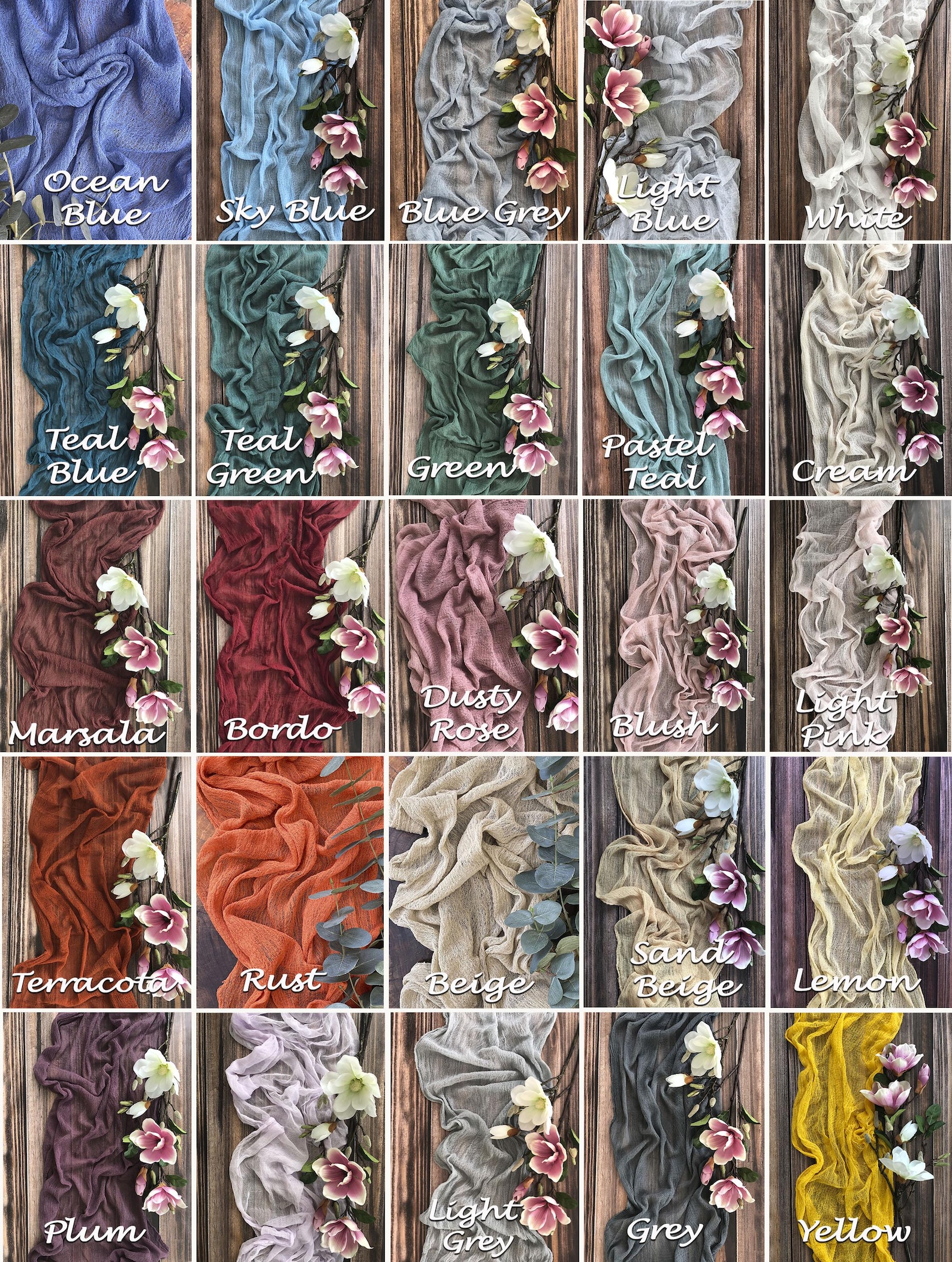 Dusty Rose Wedding Gauze Table Runner Cheeseclose Table Decor Hand Dyed ...