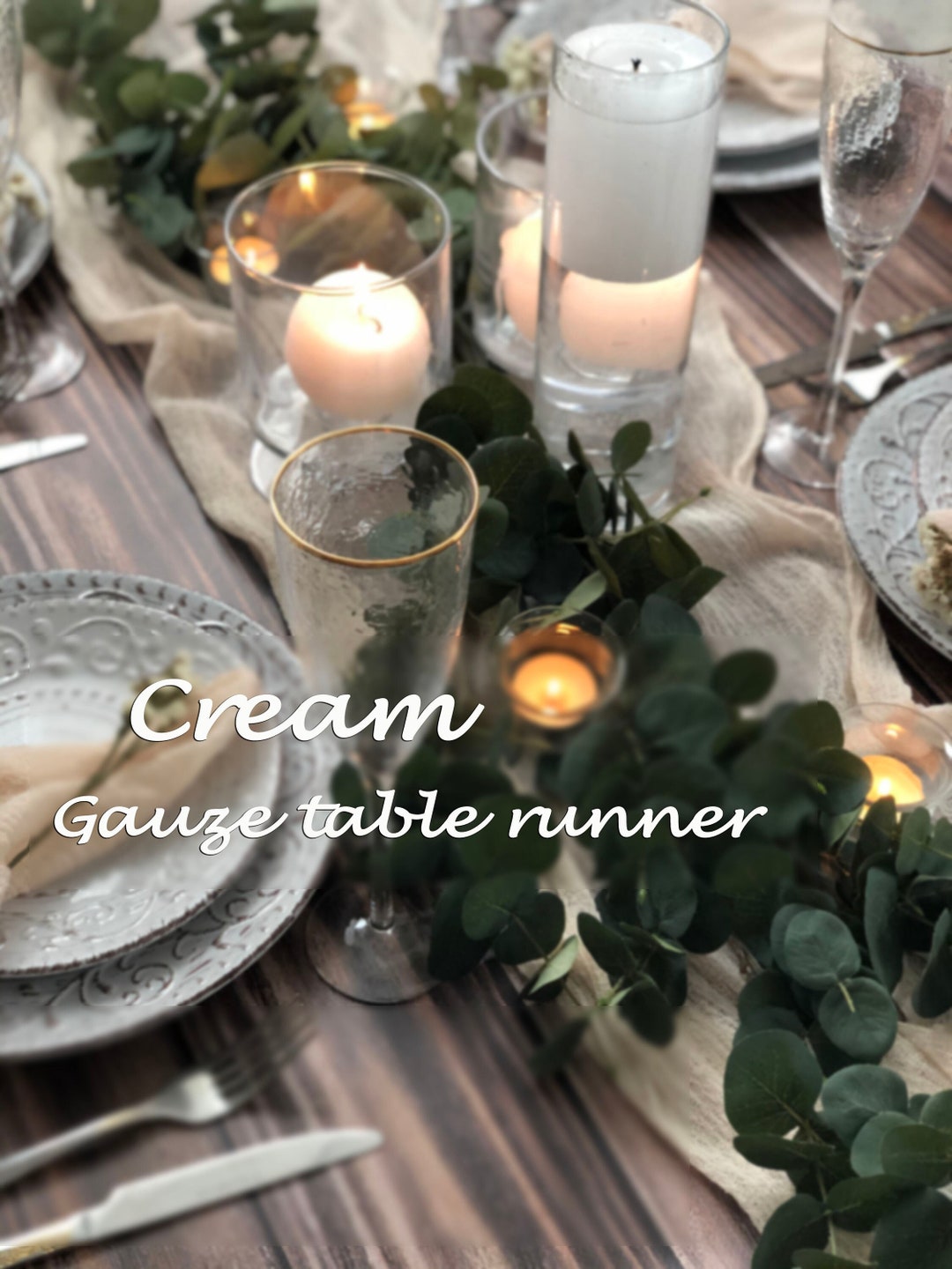 Cream Wedding Gauze Table Runner Color Choise Boho Cheesecloth Table ...