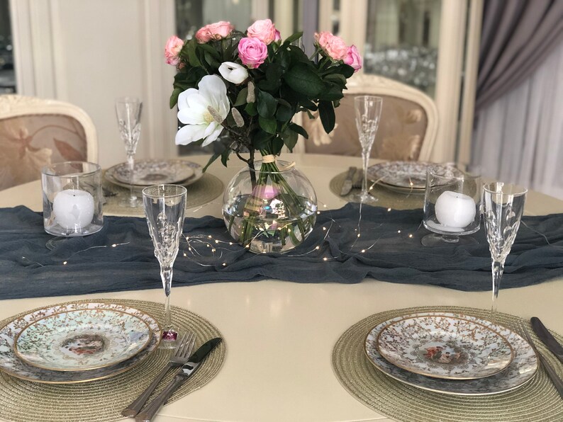 Gray Gauze Table Runner Many Color Farmhouse Wedding Decor - Etsy