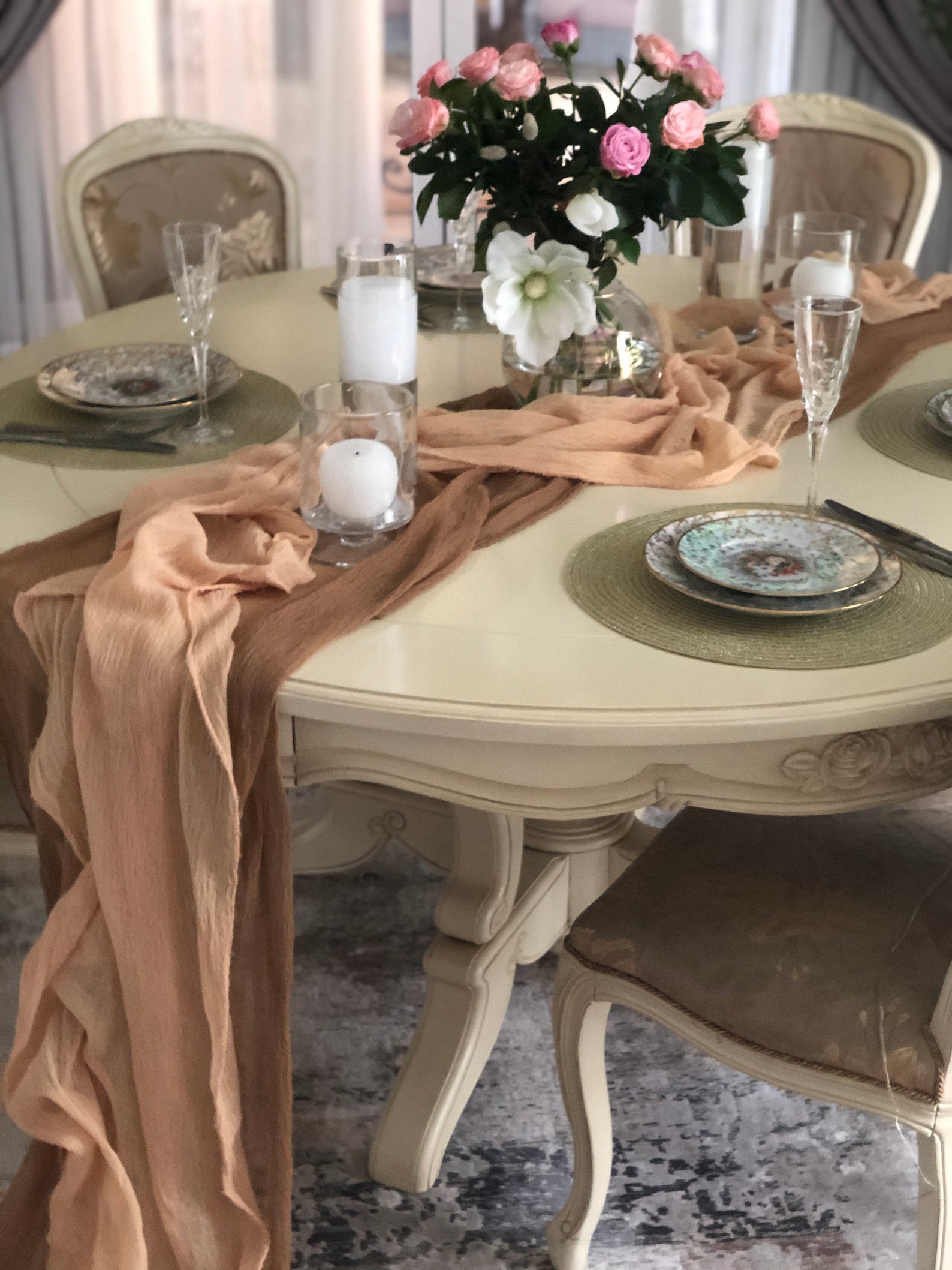 Sand Beige Cheesecloth Table Runner Many Color Farmhouse - Etsy