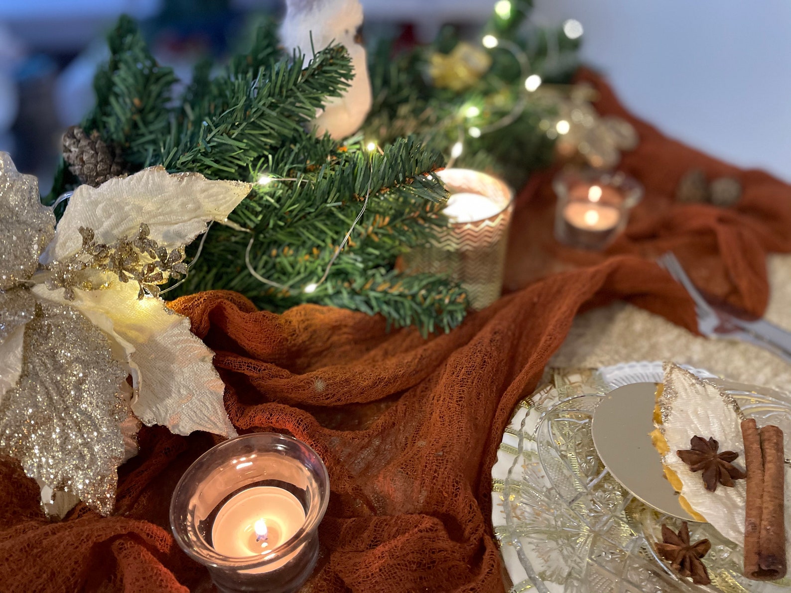 Christmas Table Decorations Gauze Table Runner Many Color Rustic ...