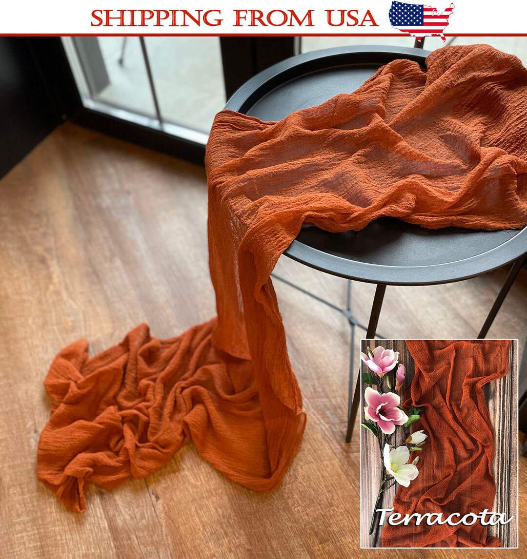 Terracotta Cheesecloth Runner Gauze Runner Boho Wedding Neutral Cheese ...