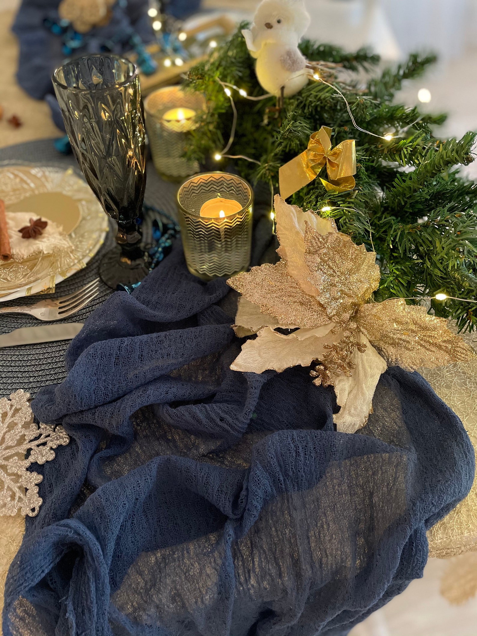 Christmas Table Decorations Gauze Table Runner Many Color Rustic ...
