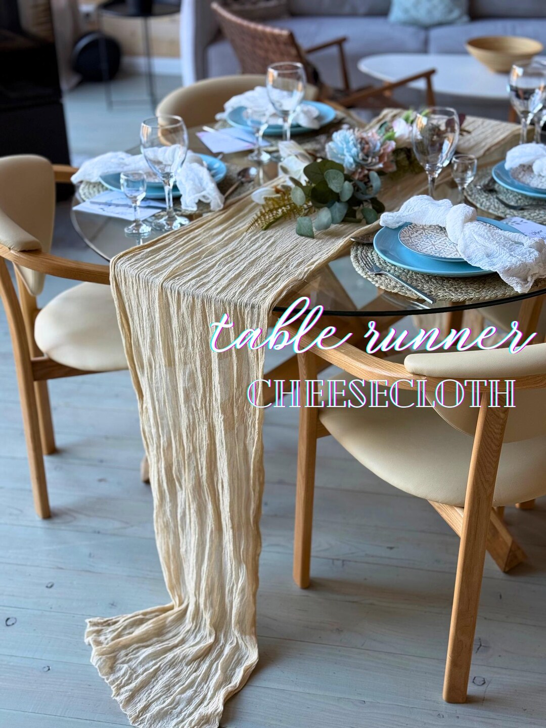 Linen Cheesecloth Wedding Table Runner Gauze Wedding Decor Hand Dyed ...