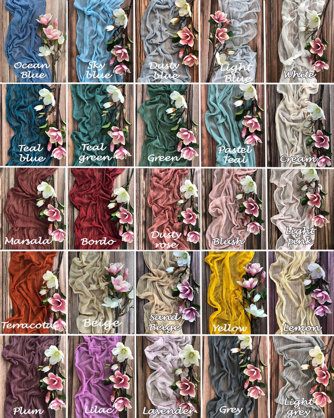 Any Color Cheesecloth Table Runner Modern Sheer Chic Boho Wedding ...