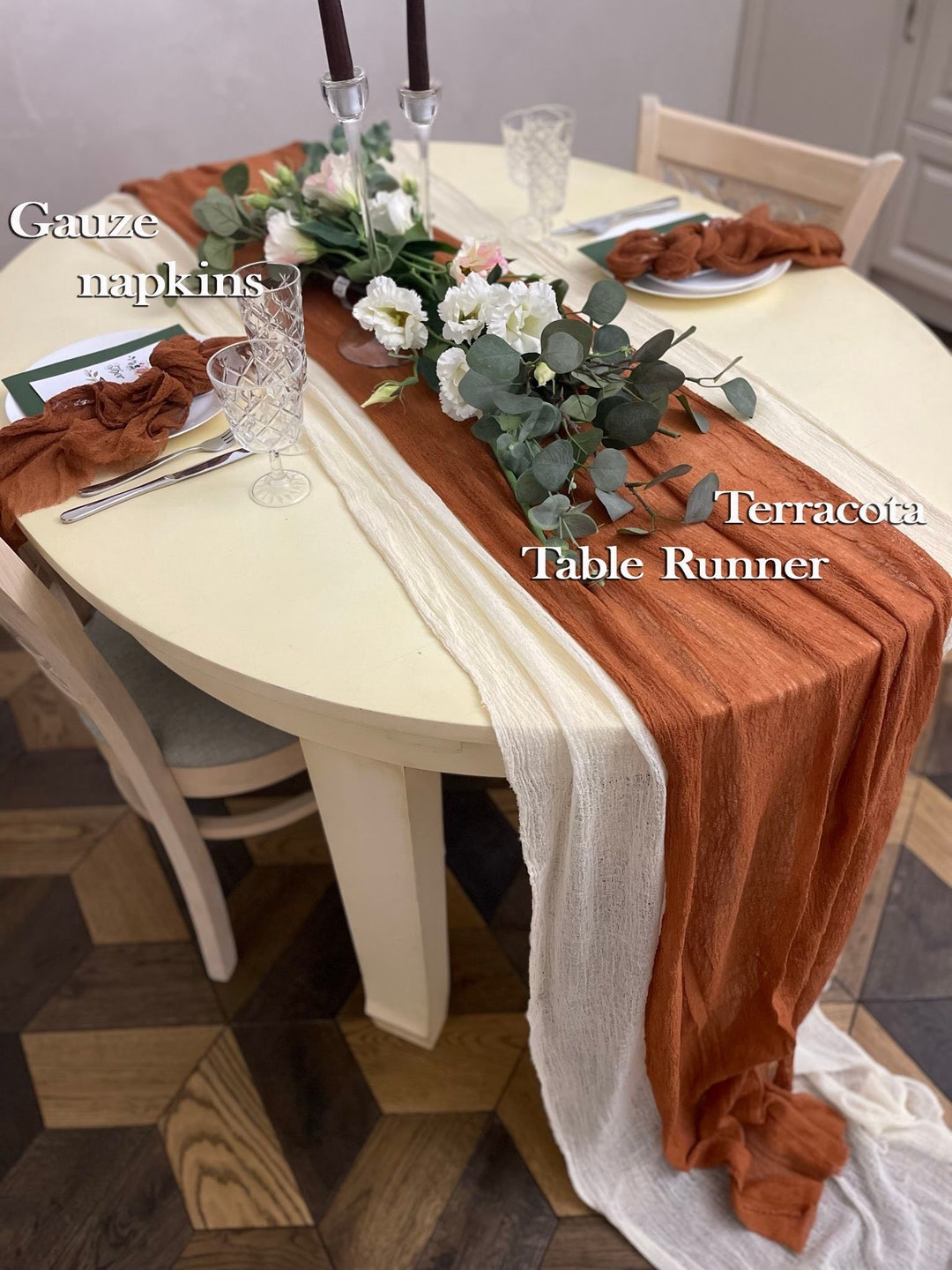 Terracotta Cheese Cloth Runner Terracotta Wedding Table Runner Boho ...
