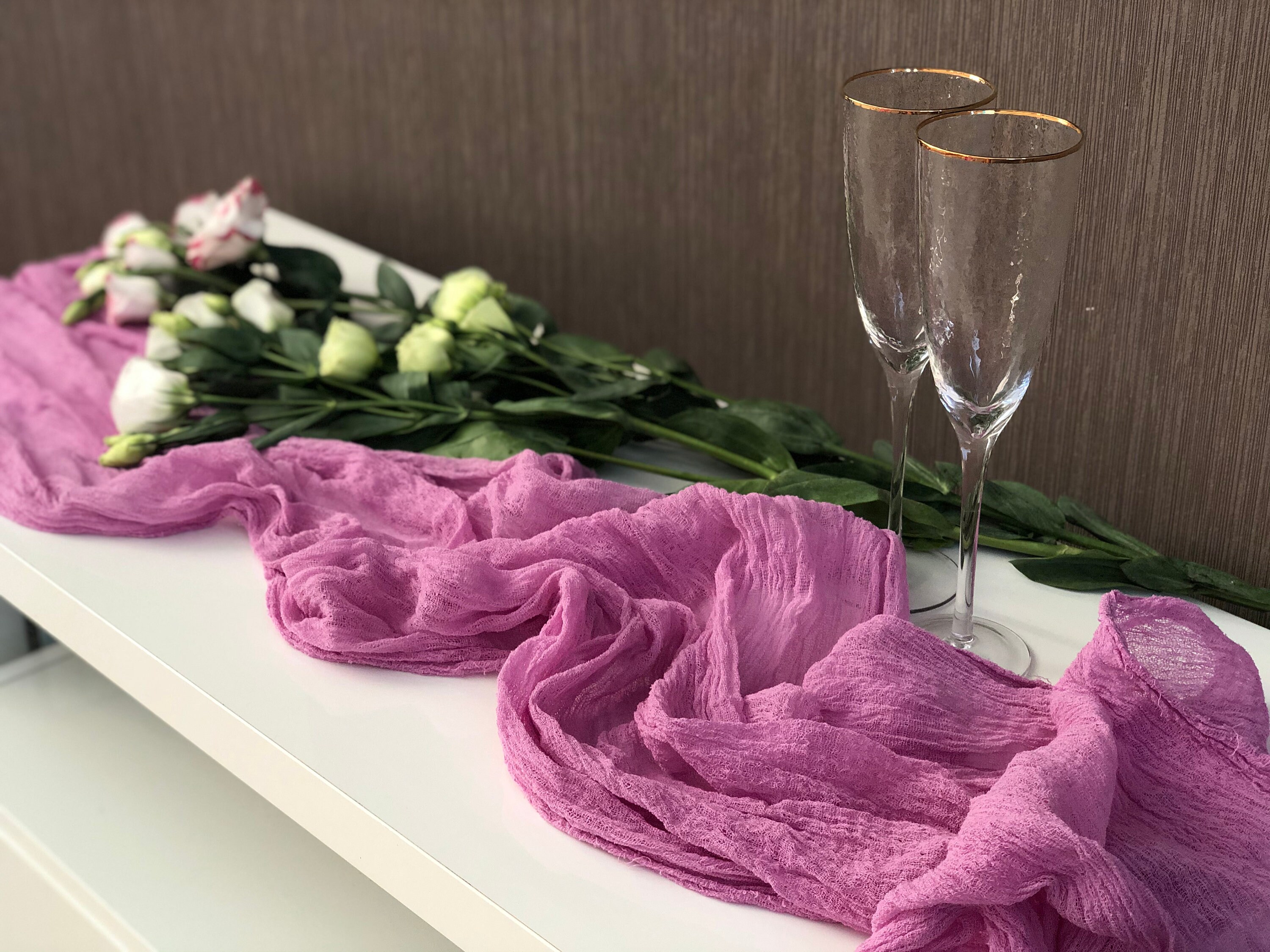 Lilac Cheesecloth Table Runner Any Color Gauze Centerpiece - Etsy