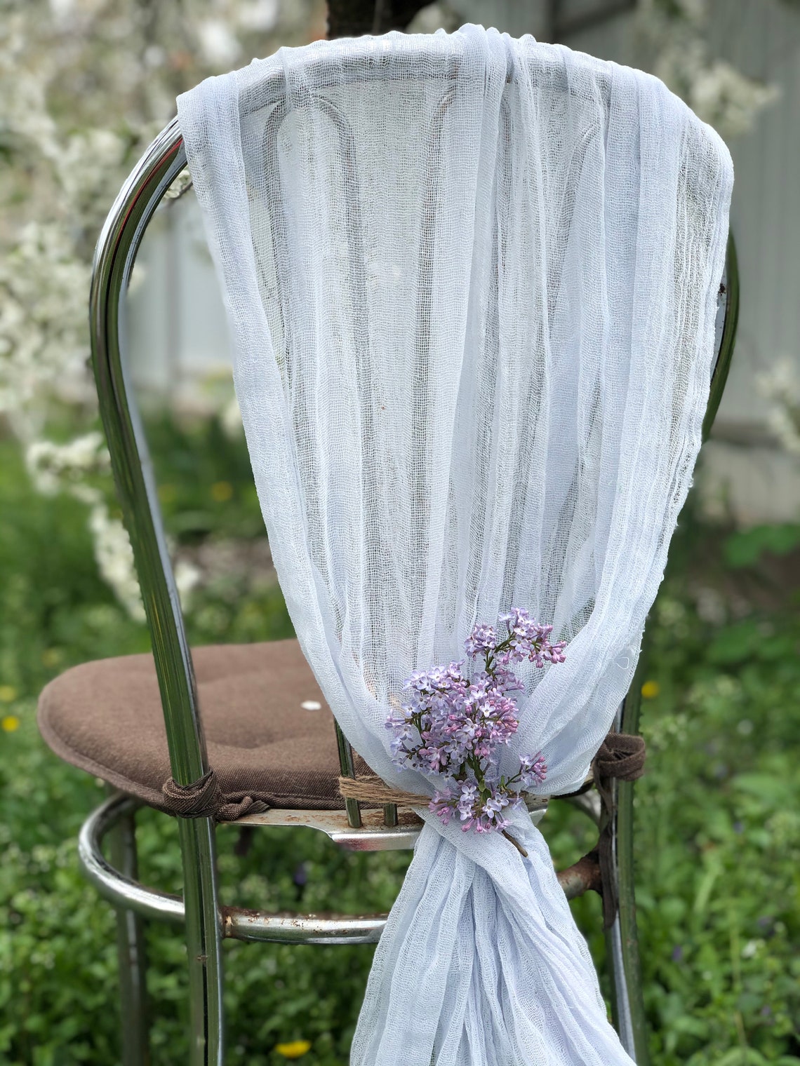 Light Blue Chair Sashes Boho Wedding Chair Cover Any Color | Etsy