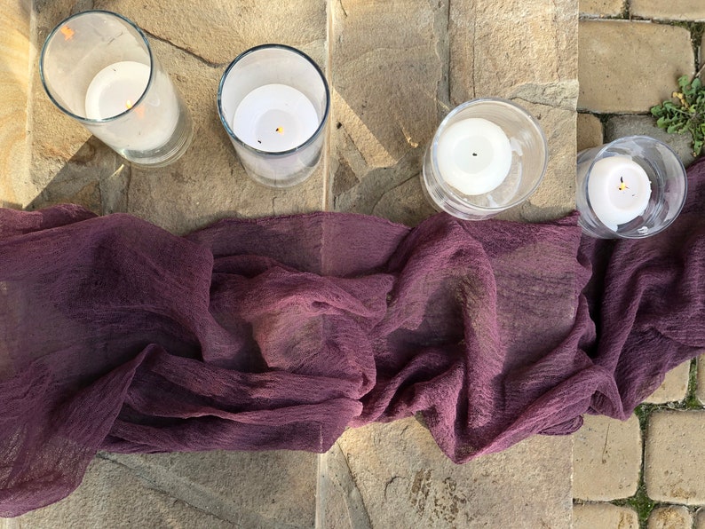 Plum Wedding Cheesecloth Table Runner Hand Dyed Gauze Fabric - Etsy