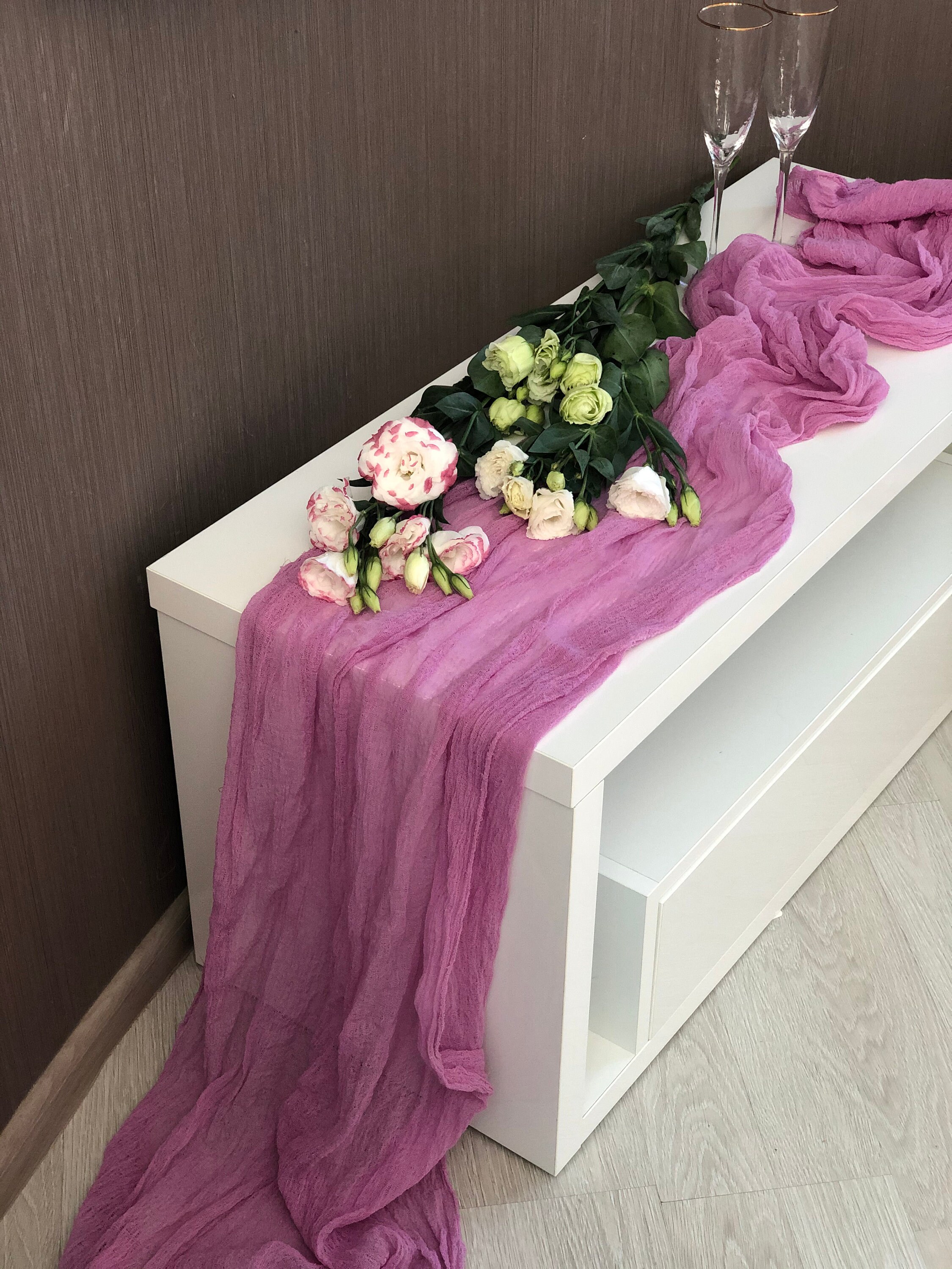 Lilac Cheesecloth Table Runner Any Color Gauze Centerpiece | Etsy