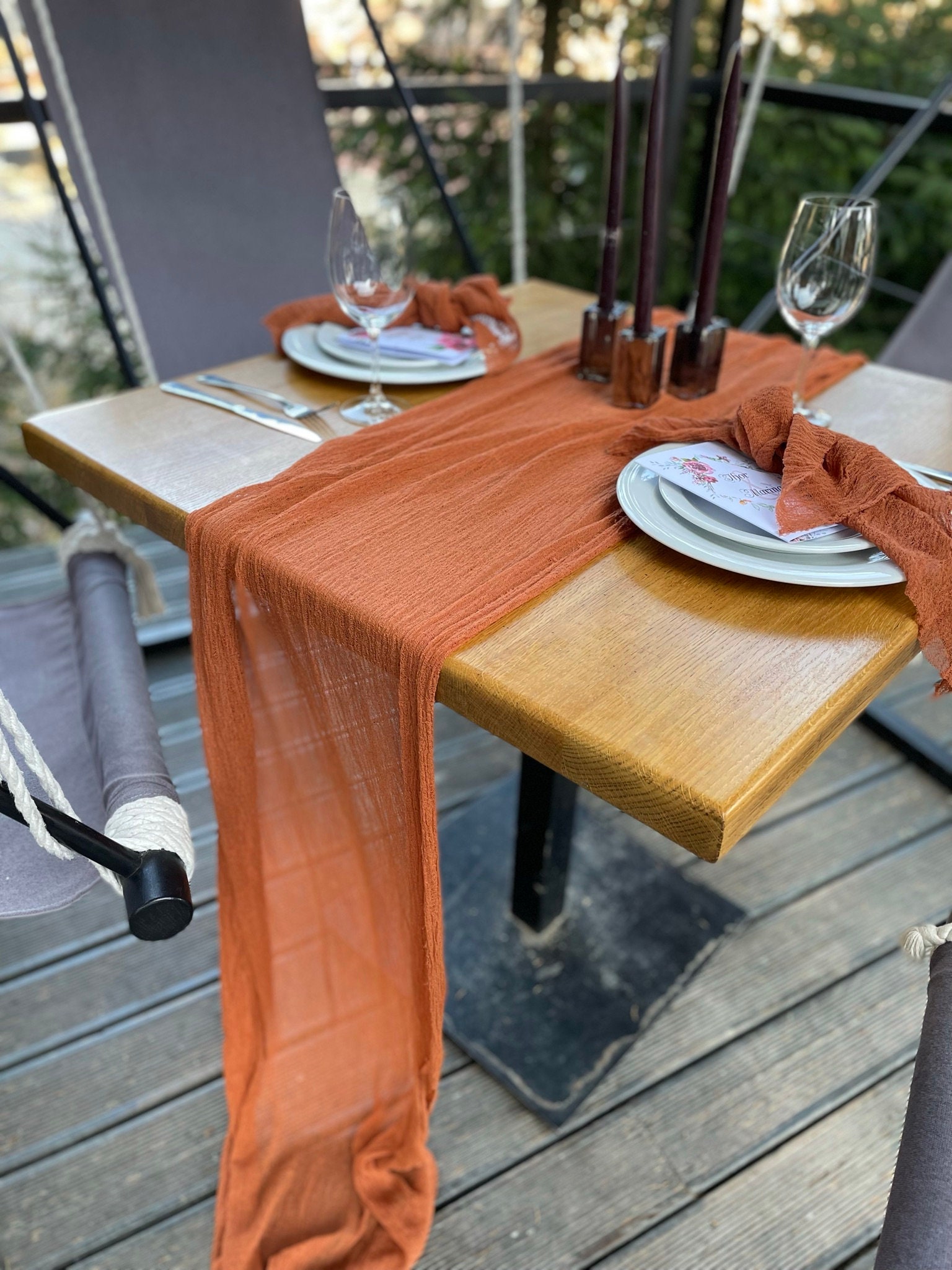 Terracotta Cheese Cloth Table Runner Aisle Runner Rust Gauze Runner ...