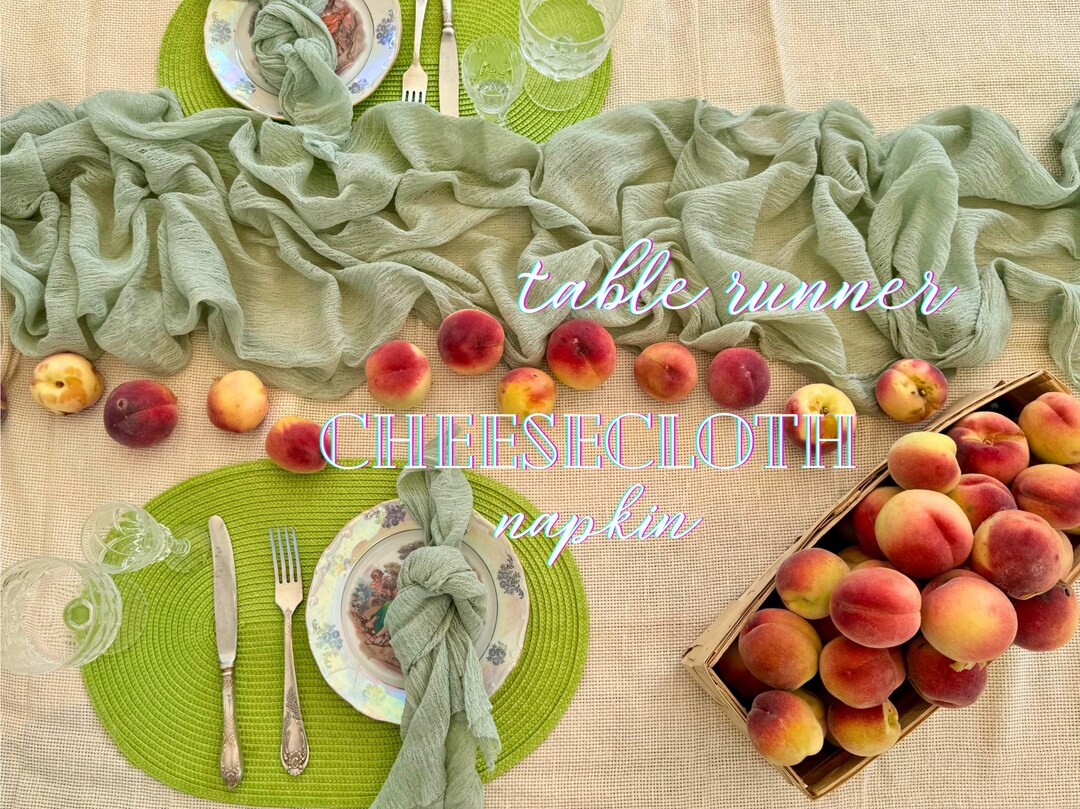 Sage Green Boho Cheese Cloth Table Runner Sand Beach Wedding Table ...