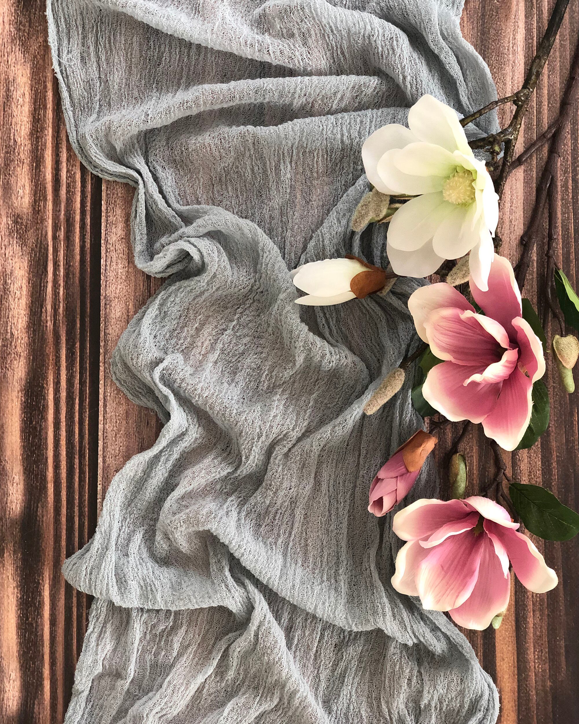 Light Gray Table Runner Vintage Boho Wedding Centerpiece - Etsy