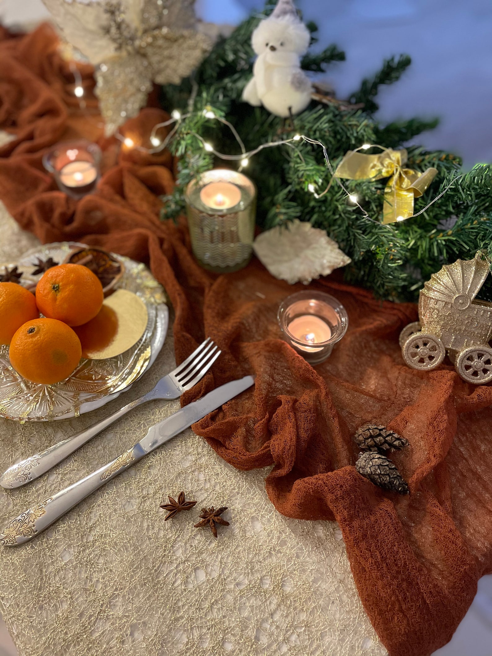 Christmas Table Decorations Gauze Table Runner Many Color Rustic ...