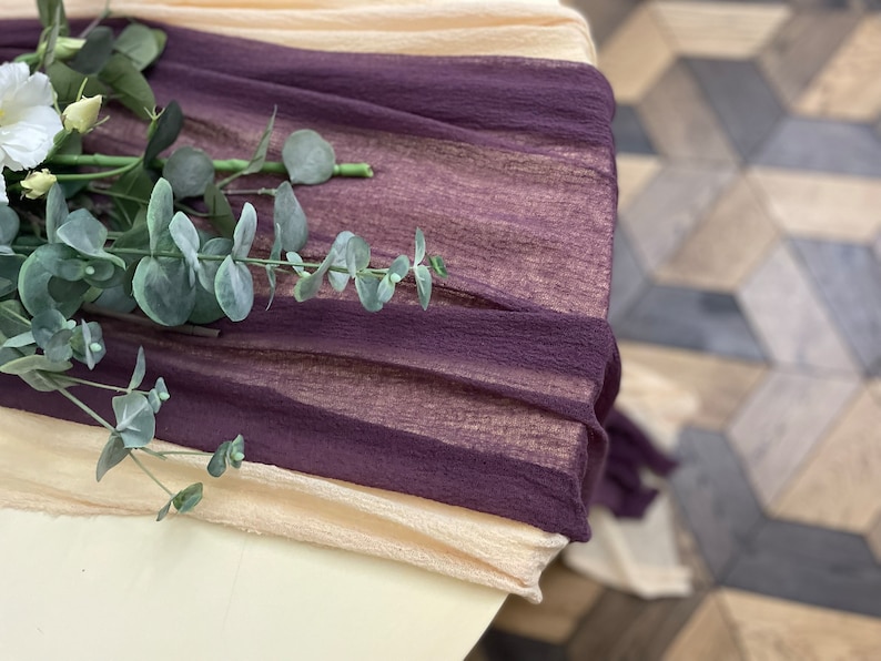 Plum Wedding Cheesecloth Table Runner Hand Dyed Gauze Fabric Many ...