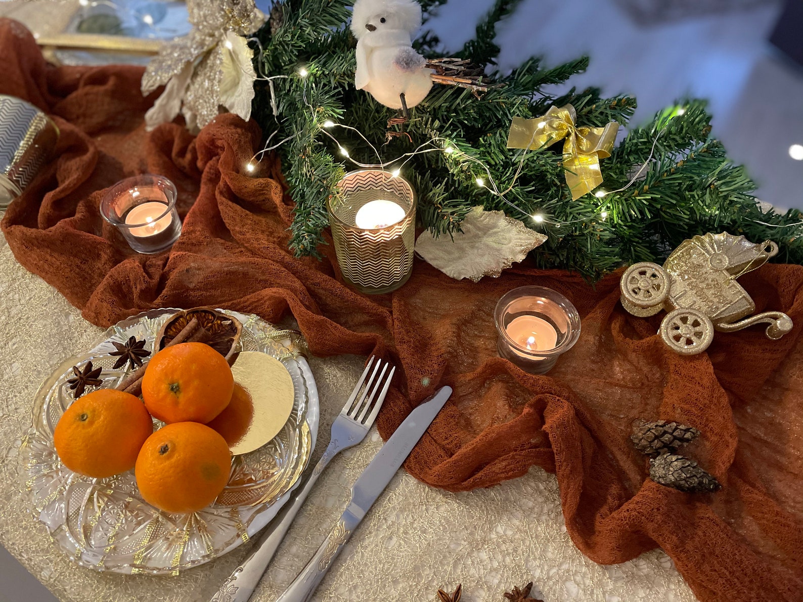 Christmas Table Decorations Gauze Table Runner Many Color Rustic ...