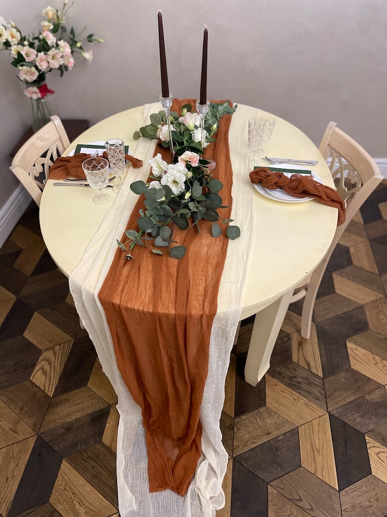 Terracotta Cheese Cloth Runner Terracotta Wedding Table Runner Boho ...