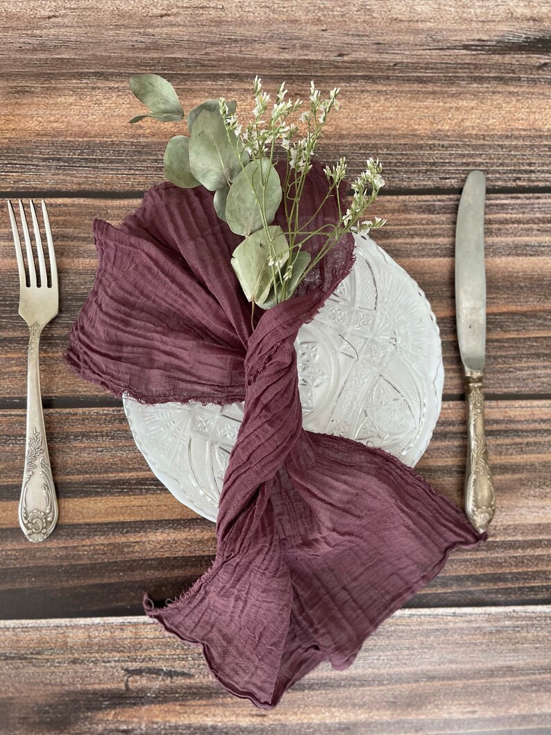 Set of 4 Napkins Any Color Chic Rustic Wedding Decorations | Etsy