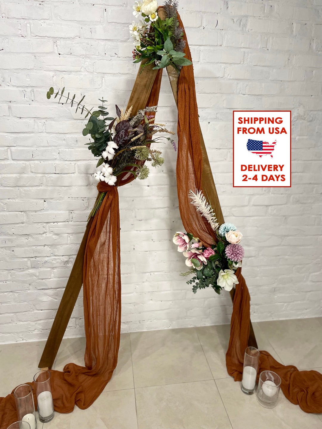 Terracotta Table Centerpiece Wedding Cheese Cloth Runner Gauze Table ...
