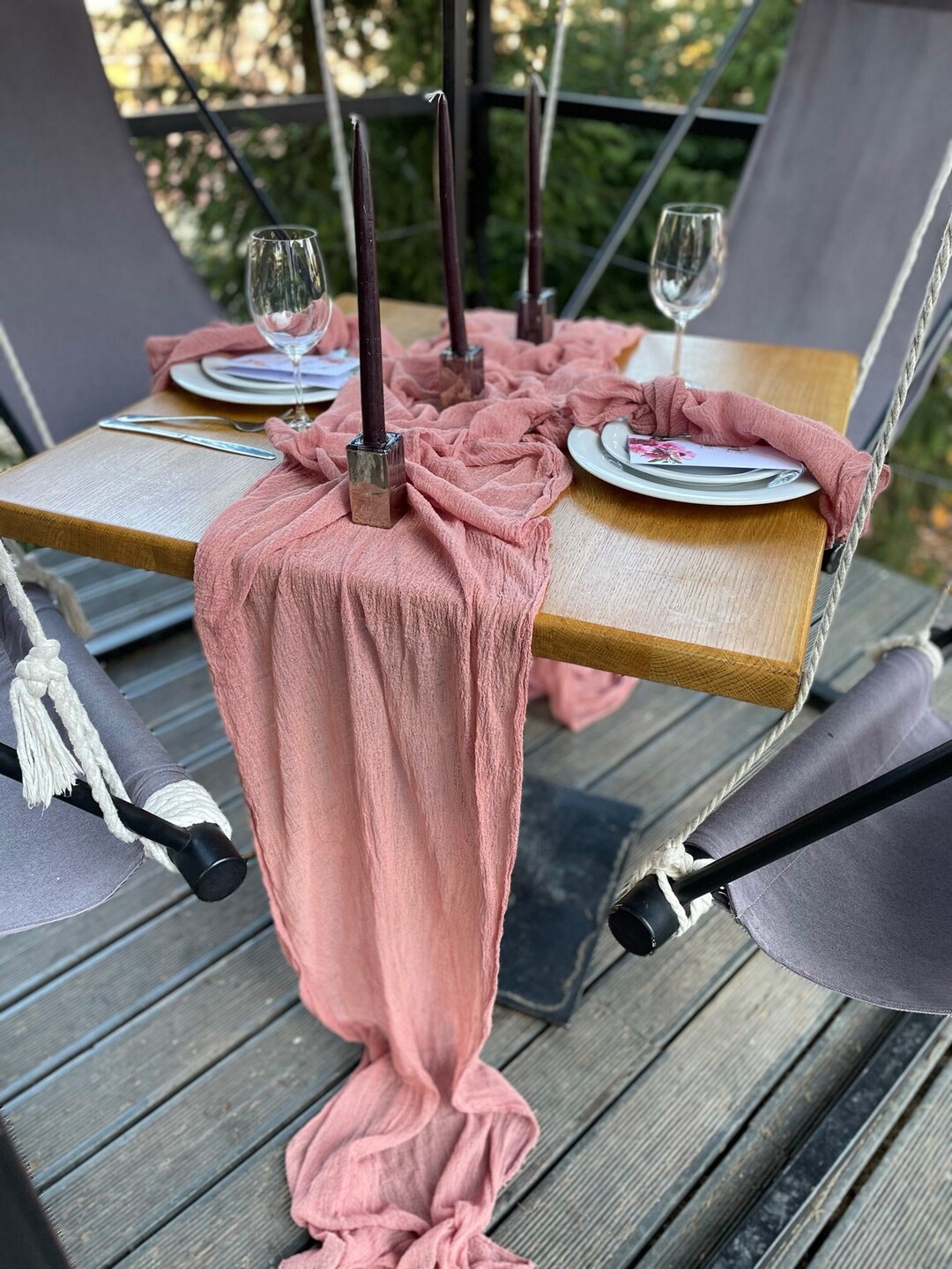 Dusty Rose Cheesecloth Table Runner Many Color Hand Dyed Gauze Boho ...
