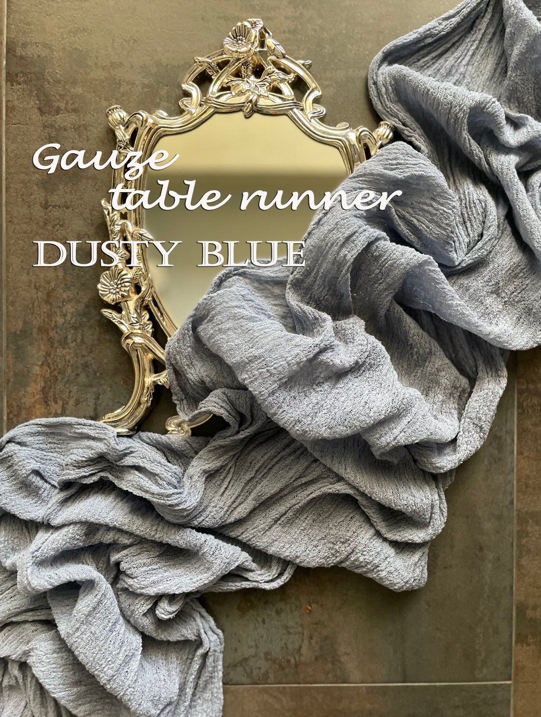 Dusty Blue Wedding Gauze Cheese Cloth Table Runner Hand Dyed Fabric ...