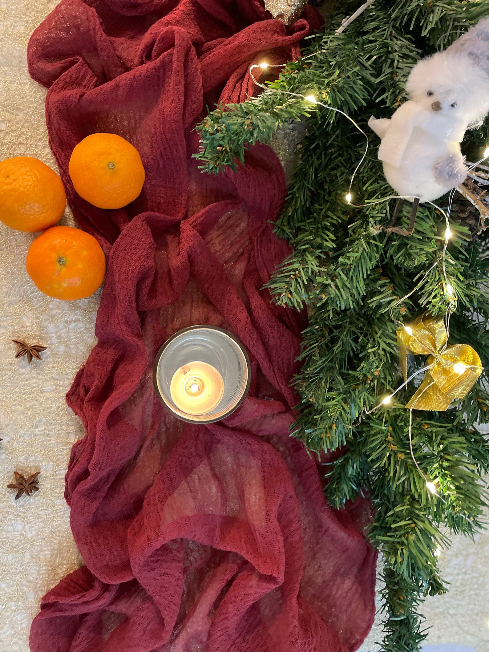 Christmas Table Decorations Gauze Table Runner Many Color Rustic ...