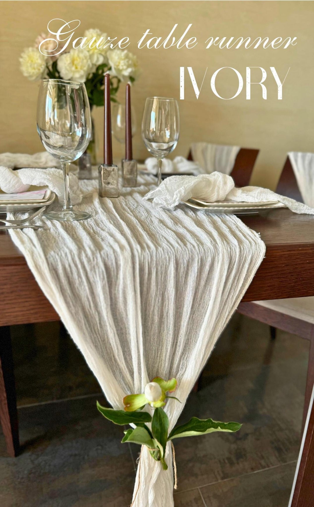 Wedding Ivory Cheesecloth Table Runner Wedding Table Decor Hand Dyed ...