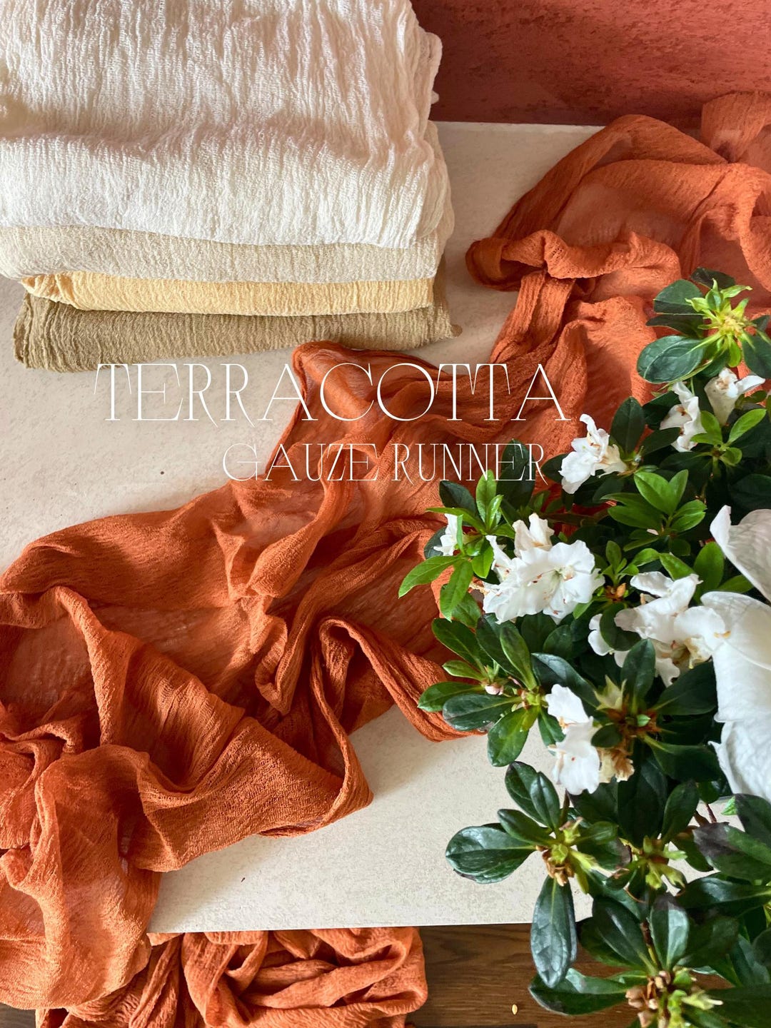 Terracotta Boho Wedding Cheese Cloth Runner Hand Dyed Gauze Table ...