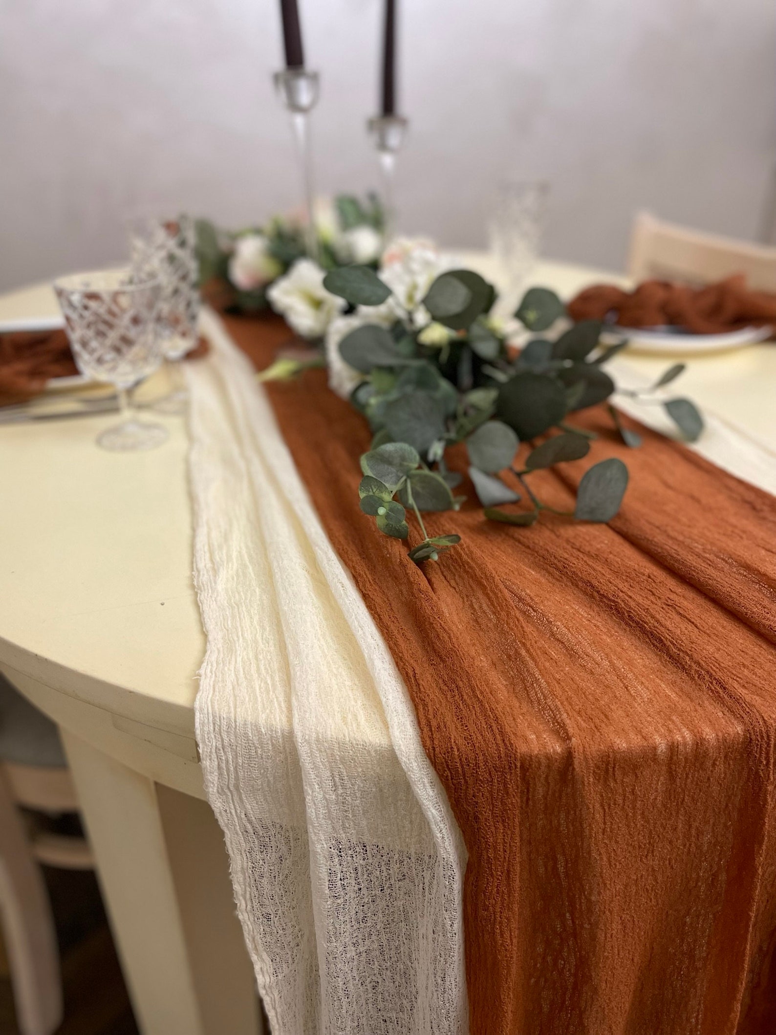 Terracotta Cheese Cloth Runner Terracotta Wedding Table Runner Boho ...