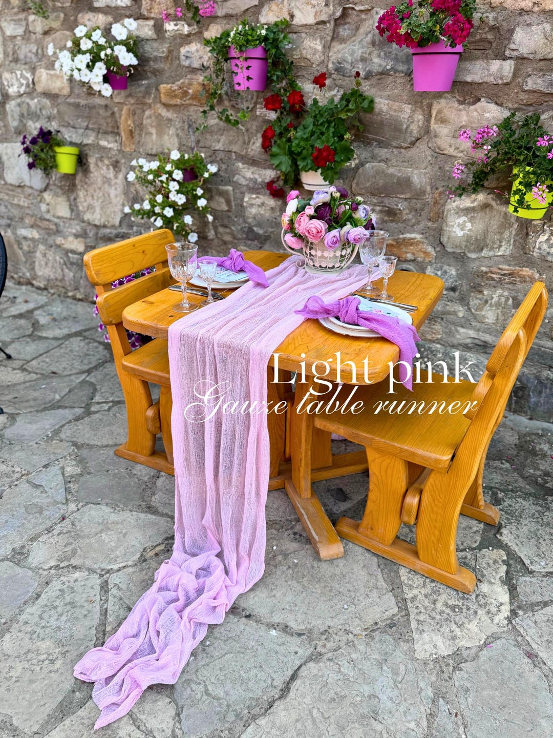 Light Pink Table Decor Baby Shower Runner Decor Gauze Table Centerpiece ...