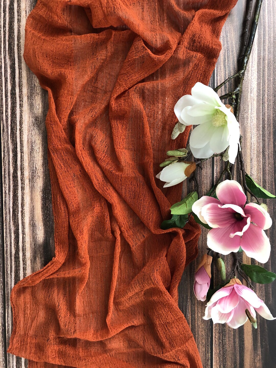 Terracotta Cheese Cloth Table Runner Aisle Runner Rust Gauze Runner ...