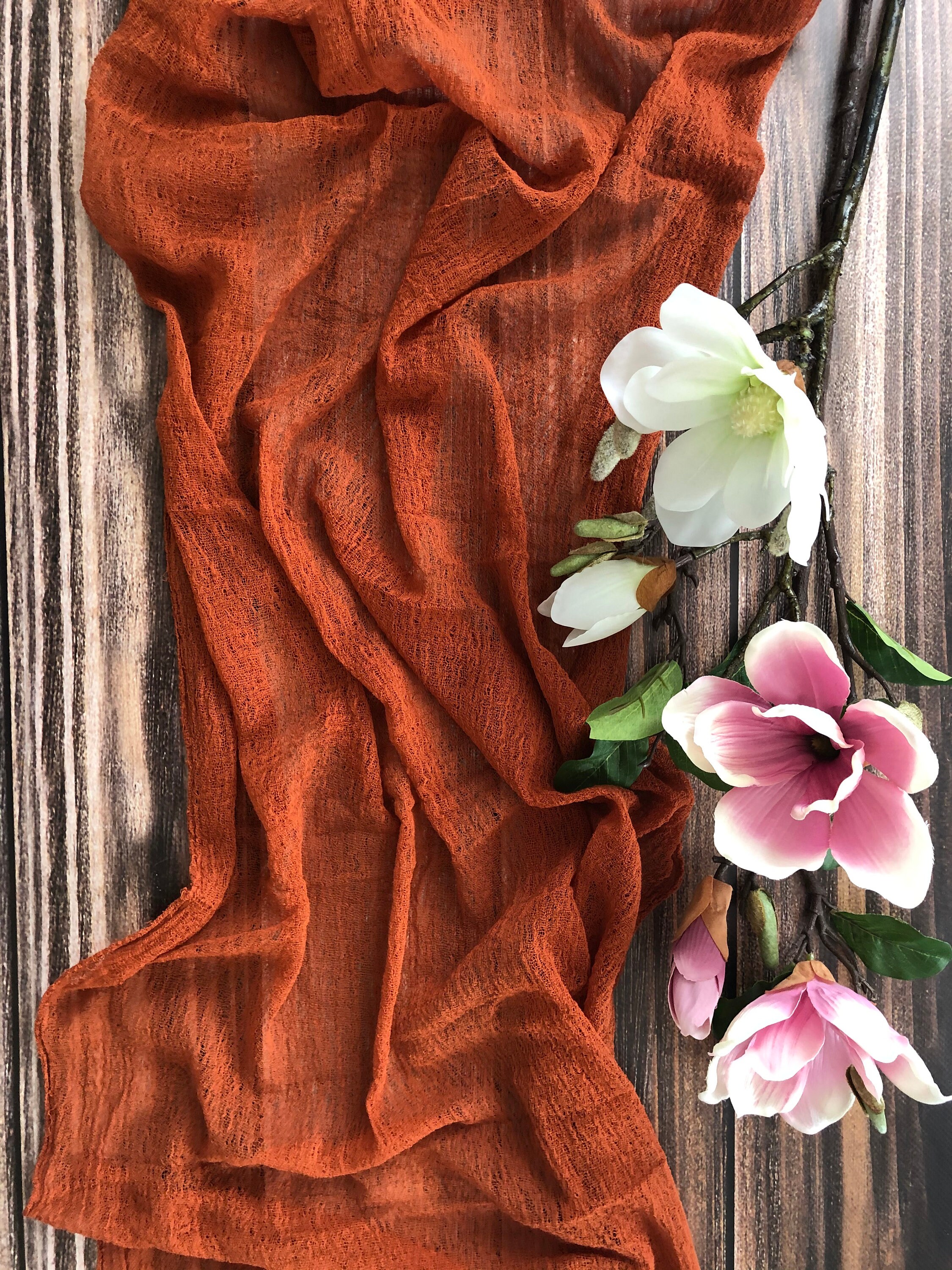 Terracotta Cheese Cloth Table Runner Aisle Runner Rust Gauze Runner ...