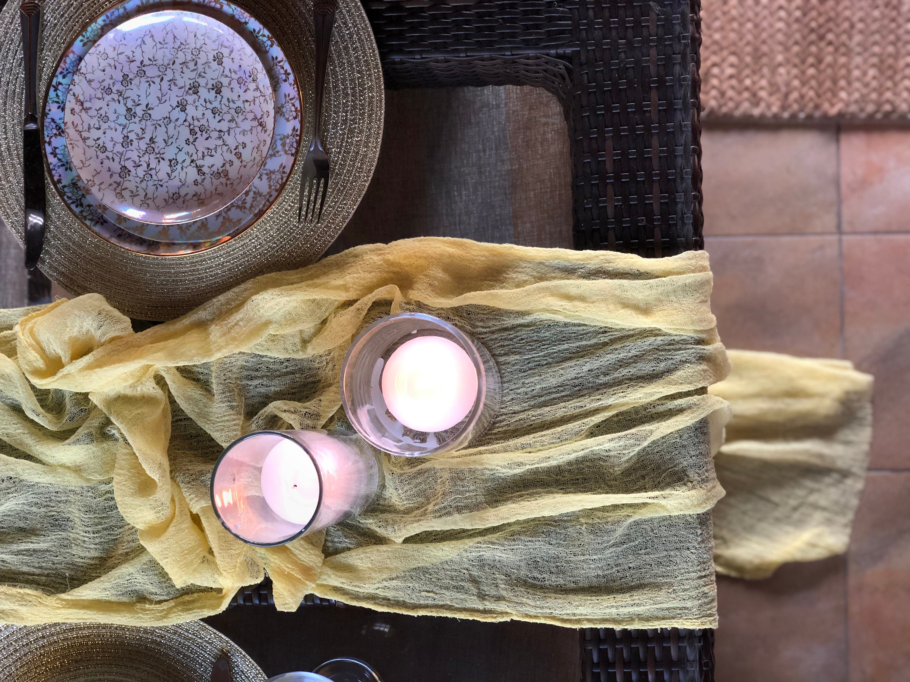 Lemon Cheesecloth Table Runner Many Color Farmhouse Country - Etsy