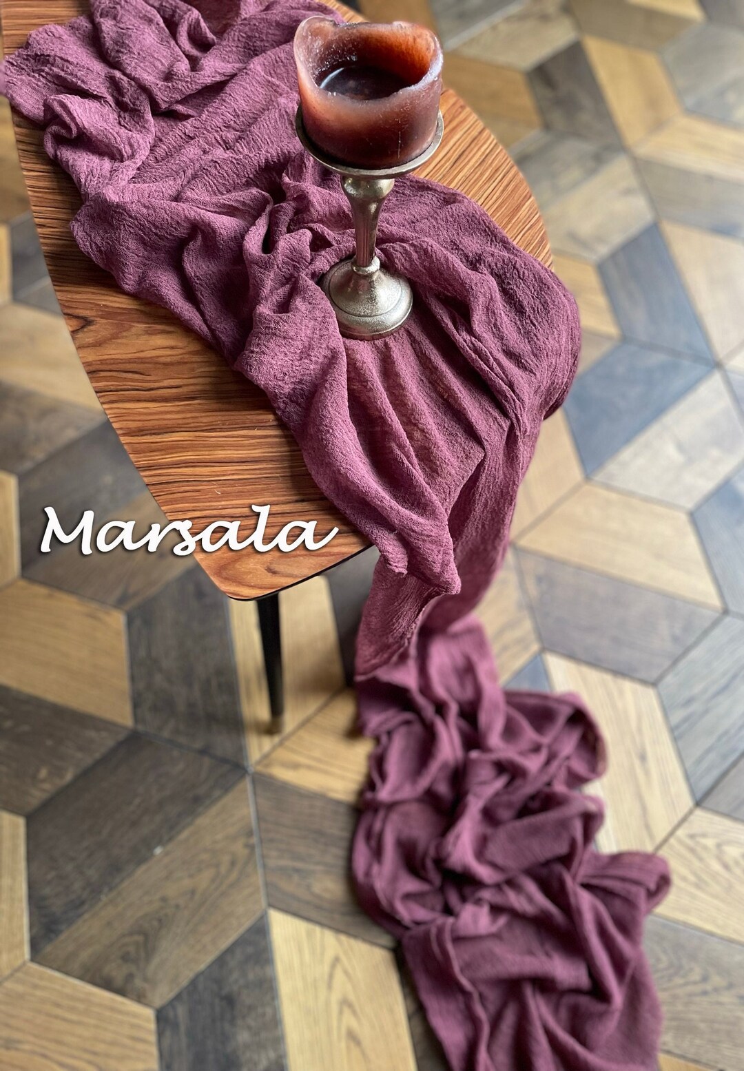 Vintage Marsala Cheese Cloth Table Runner Boho Wedding Decor Gauze ...