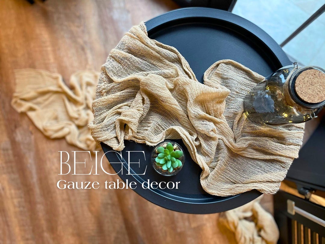Beige Cheesecloth Decor Gauze Table Runner Hand Dyed Fabric Any Color ...