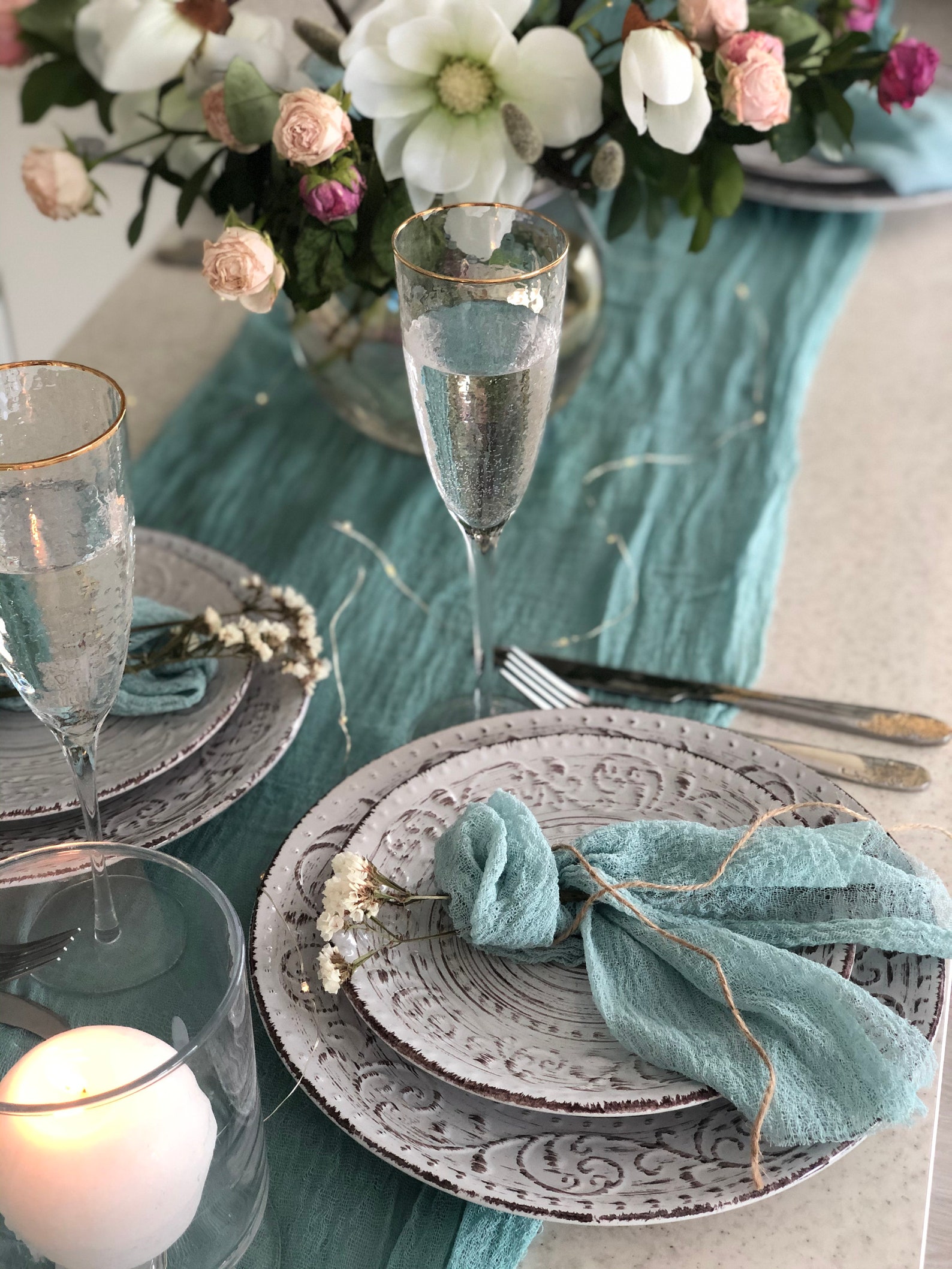 Any Color Cheesecloth Table Runner Modern Sheer Chic Boho Wedding ...