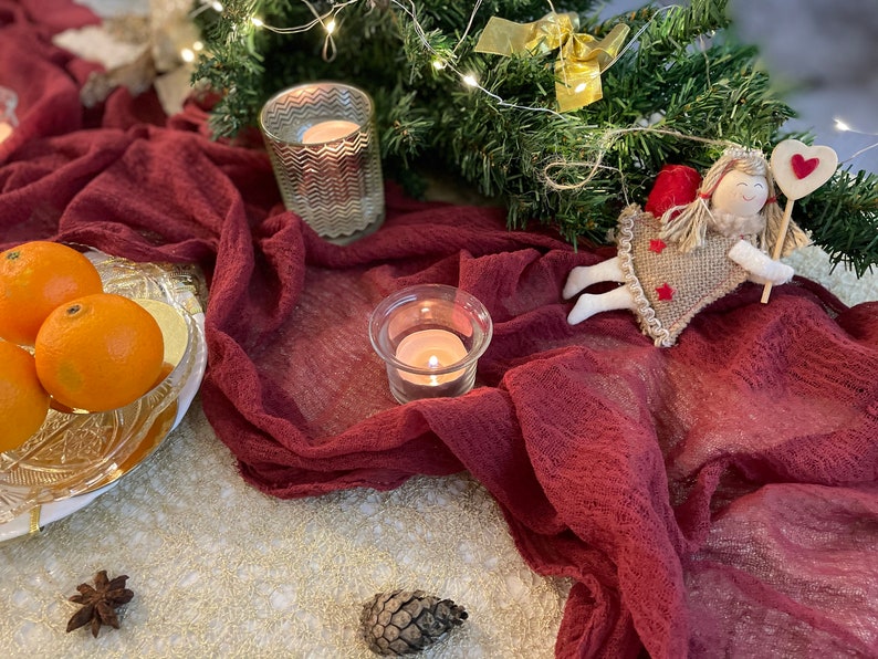 Christmas Table Decorations Gauze Table Runner Many Color Rustic ...