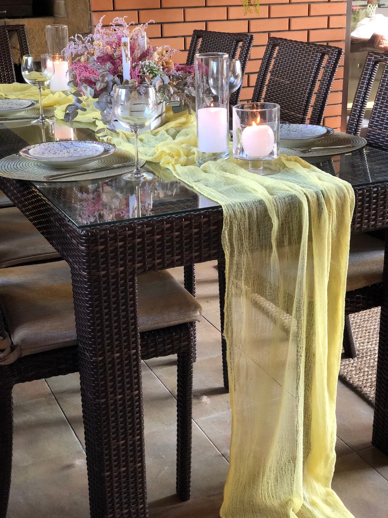 Lemon Cheesecloth Table Runner Many Color Farmhouse Country | Etsy