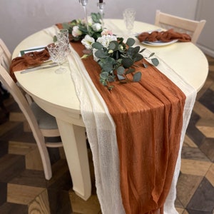 Terracotta Cheese Cloth Runner Boho Terracotta Wedding Decor Gauze ...