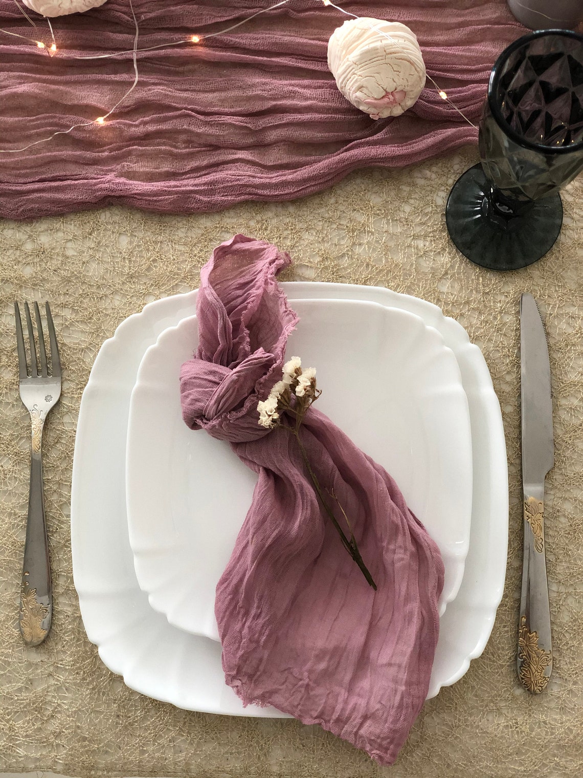 Set of 4 Napkins Any Color Chic Rustic Wedding Decorations | Etsy