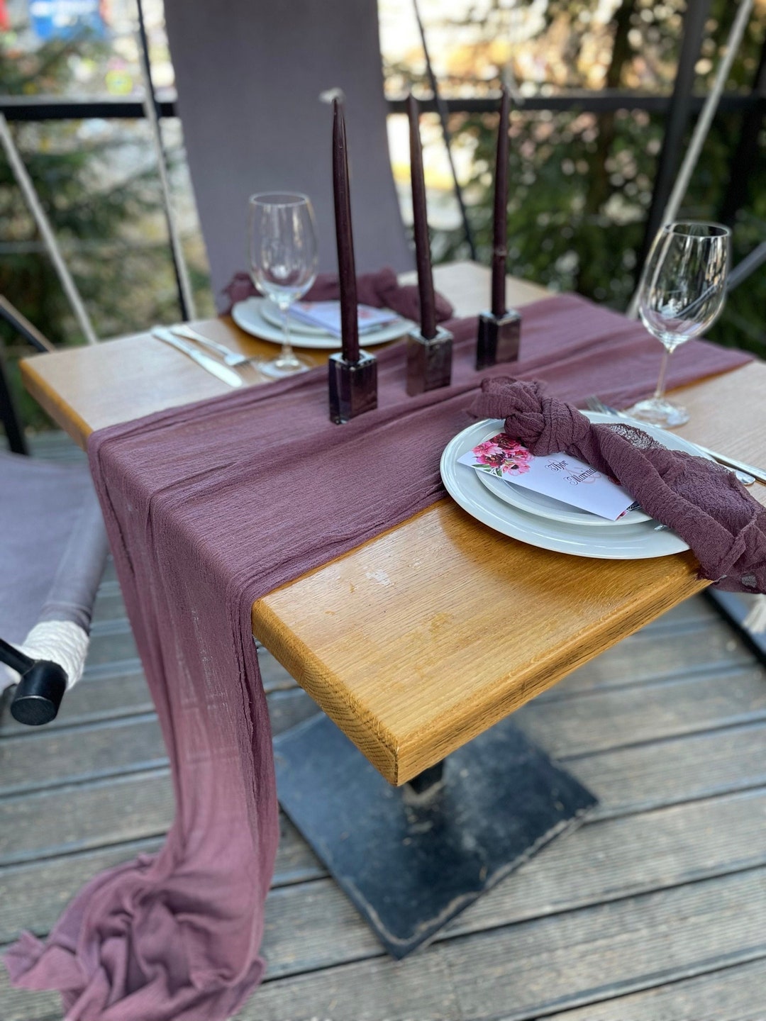Plum Cheesecloth Table Runner Any Color Handmade Gauze Table Runner ...
