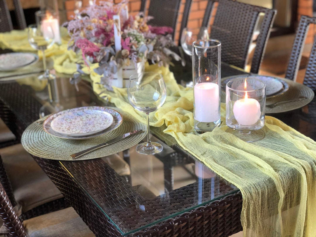 Lemon Cheesecloth Table Runner Many Color Farmhouse Country Wedding ...