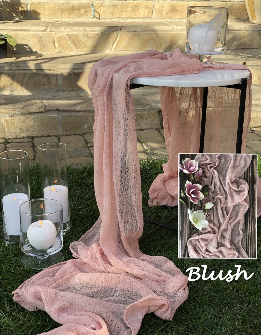 Blush Wedding Table Runner Cheesecloth Tablecloth Gauze Table Decor ...
